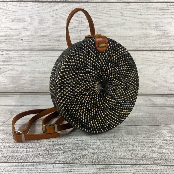 Bags | Round Rattan Handwoven Bag | Poshmark